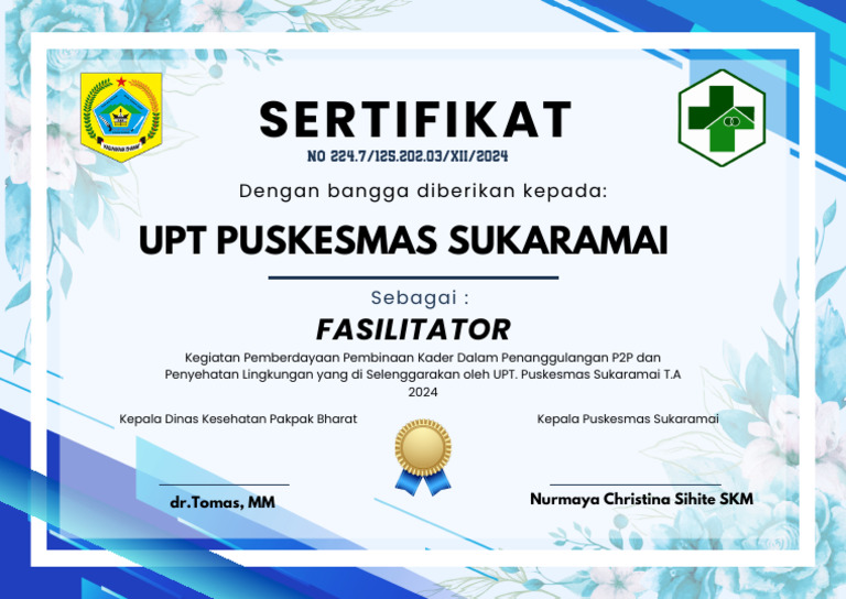 (Buat Banyak 1) Biru Putih Estetik Modern Sertifikat Dokumen A4 (1) | PDF