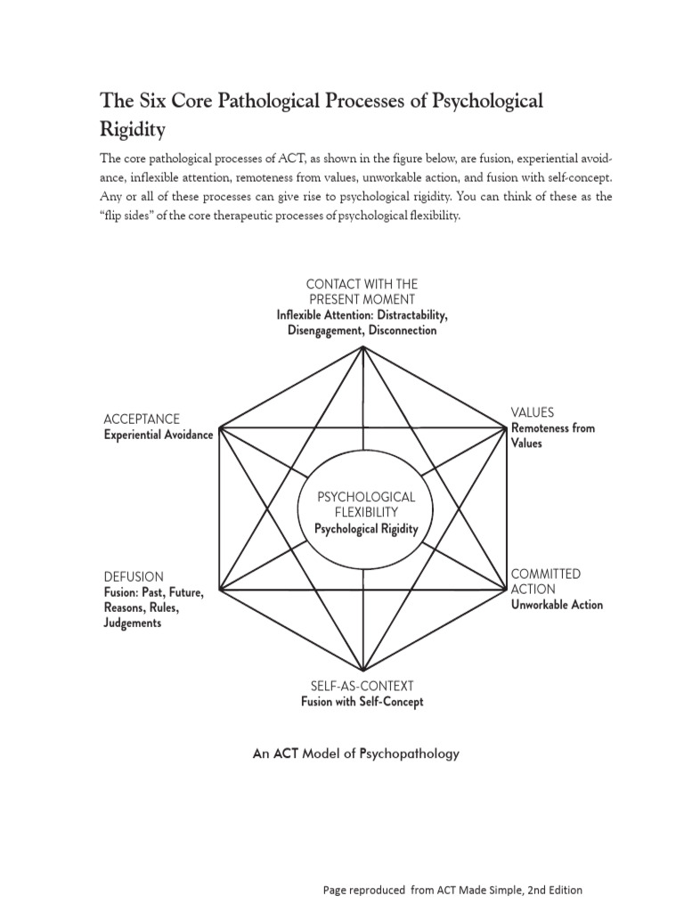 The Six Core Pathological Processes of Psychological Rigidity | PDF