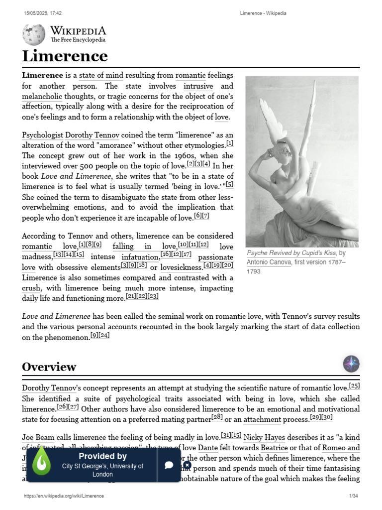 Limerence - Wikipedia | PDF | Reward System | Love