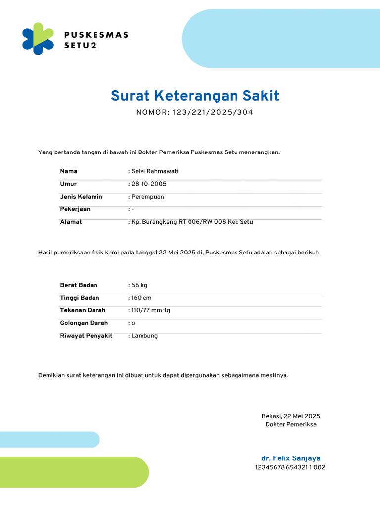 Surat Keterangan Sakit SELVI - PDF 20250522 200208 0000 | PDF