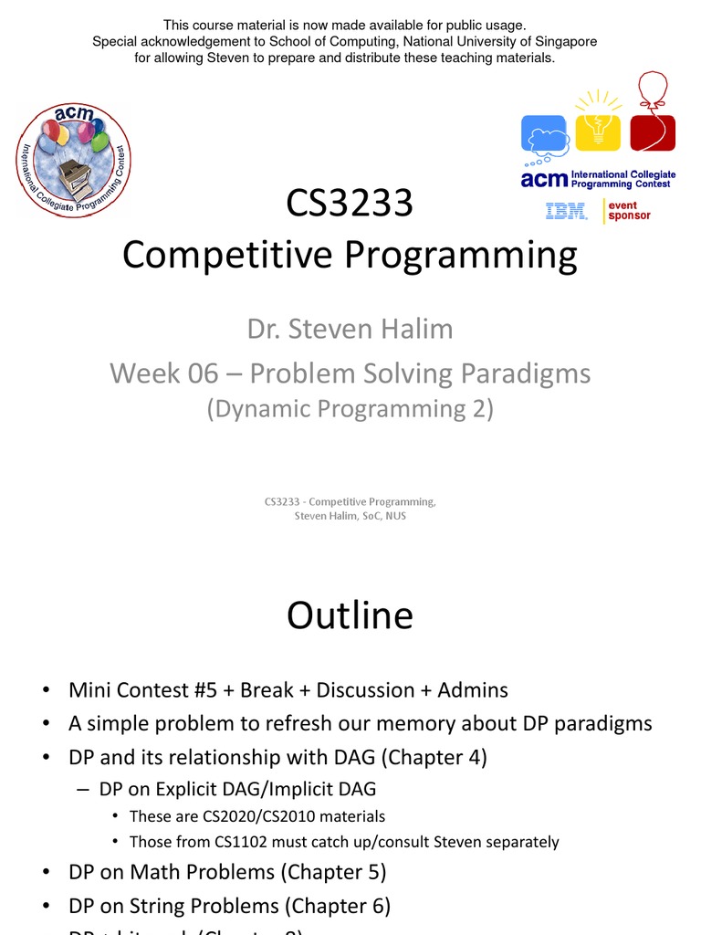 Week06 Dp 2 Pdf Dynamic Programming Theoretical Computer Science