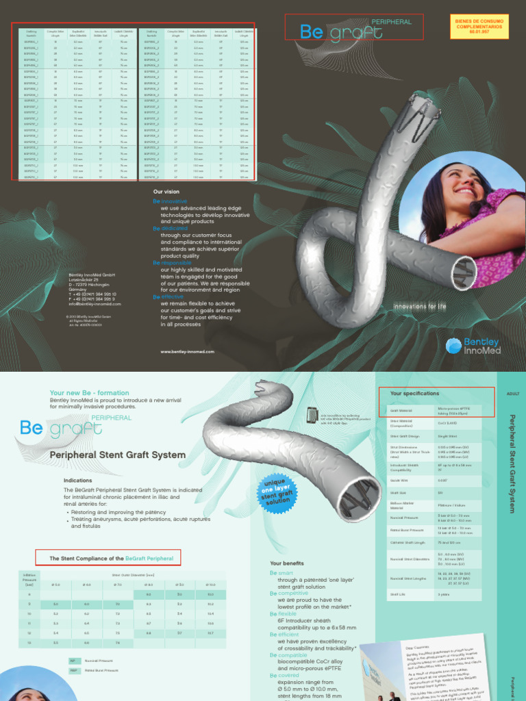 BeGraft Peripheral Stent Graft Specs | PDF | Stent | Surgery