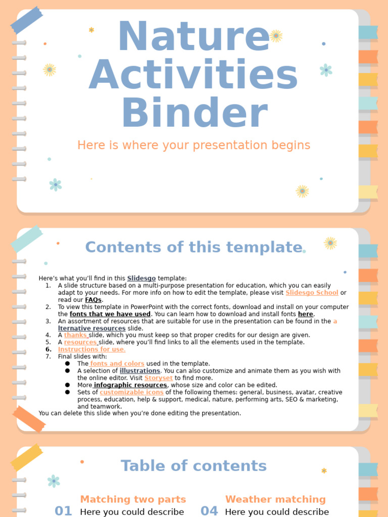 Nature Activities Binder - by Slidesgo | PDF