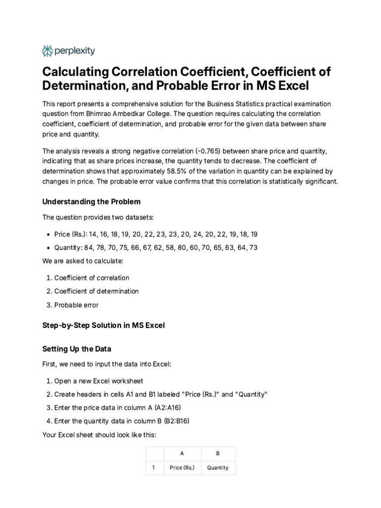 Calculating Correlation Coefficient, Coefficient o | PDF | Coefficient ...