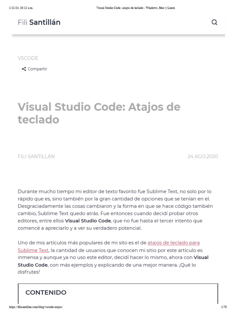 Visual Studio Code - Atajos de Teclado - Windows, Mac y Linux | PDF | Ventana (informática ...