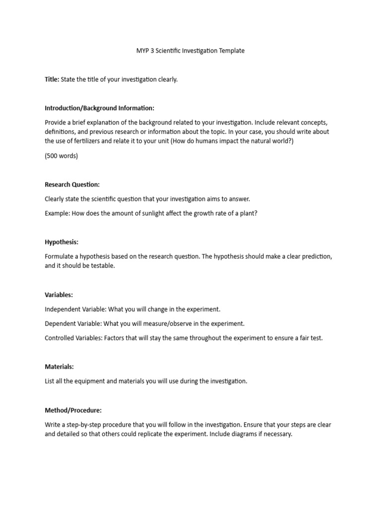 MYP_3_Scientific_Investigation_Template | PDF