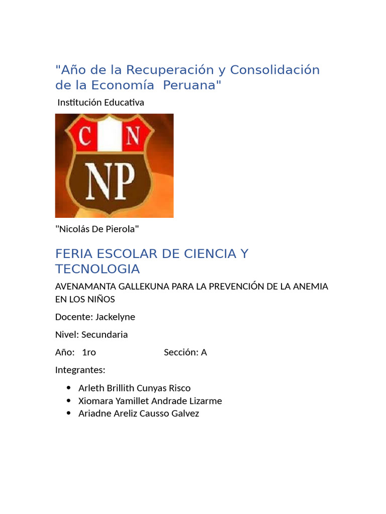 Año de La Recuperación y Consolidación de La Economía Peruana | PDF