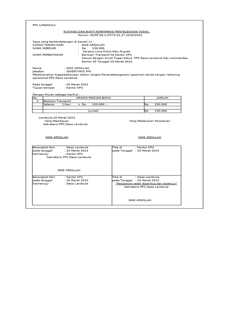 SPPD Ke Kantor Kpu - 081002 | PDF