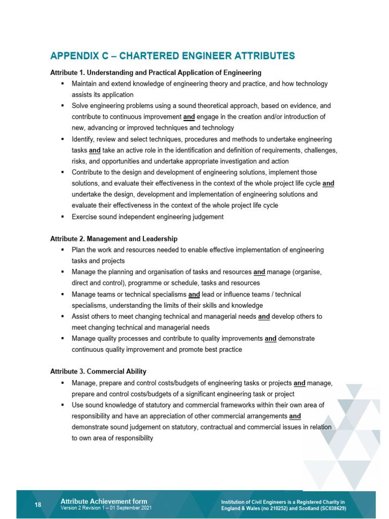 ICE Chartered Engineer Attributes Guide | PDF | Engineering | Project ...