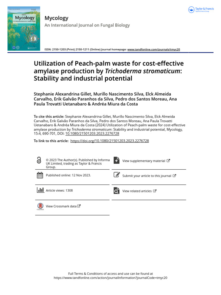 Utilization of Peach-Palm Waste For Cost-Effective Amylase Production ...