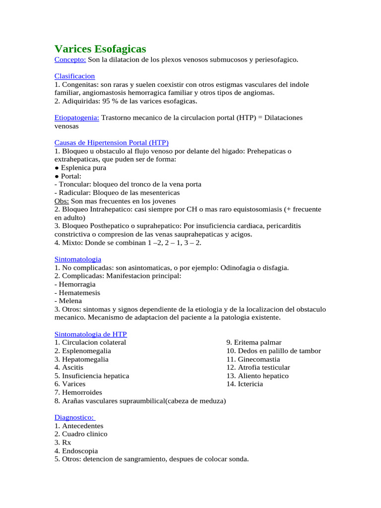 Causas de Várices Esofágicas y HTP | PDF | Venas varicosas | Medicina ...