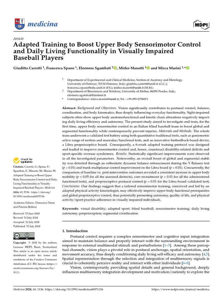 Adapted Training To Boost Upper Body Sensorimotor Control | PDF | Anatomical Terms Of Motion