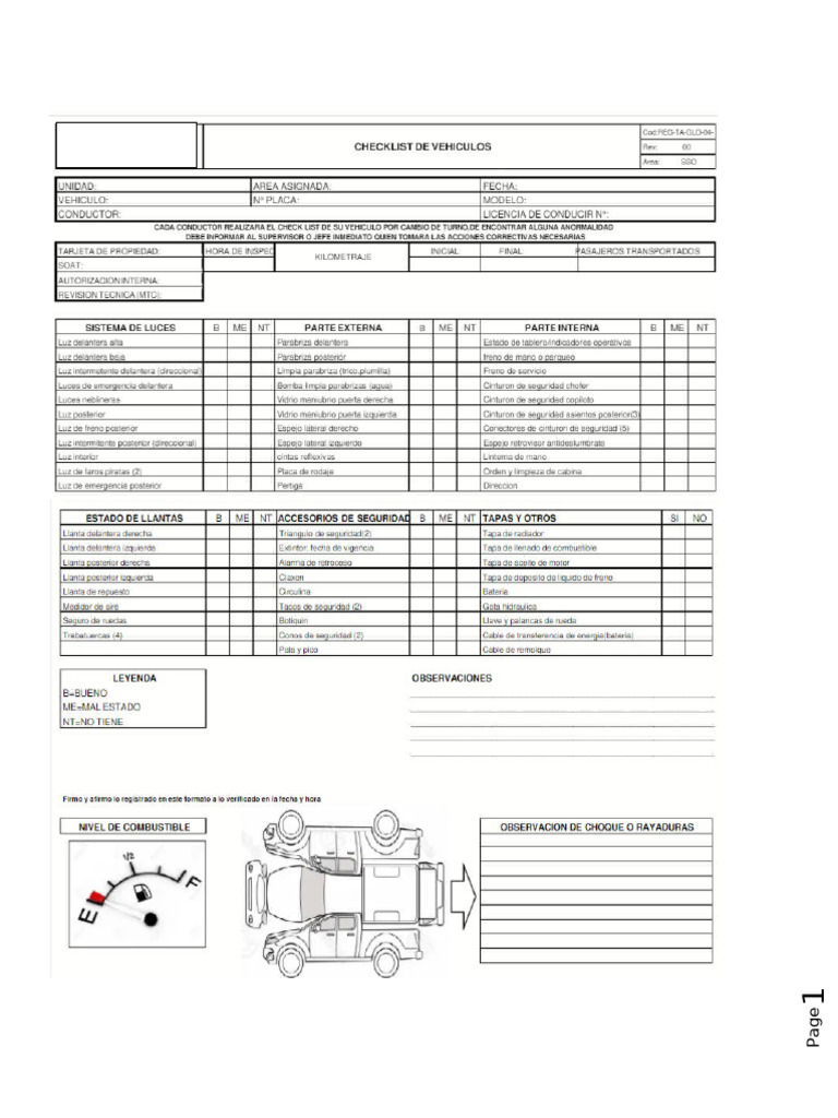 Check List Vehicular | PDF