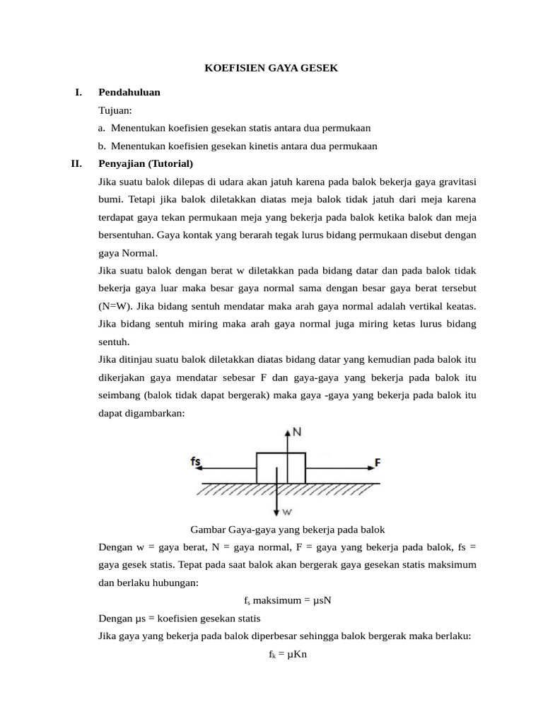 Modul Praktikum KOEFISIEN GAYA GESEK | PDF