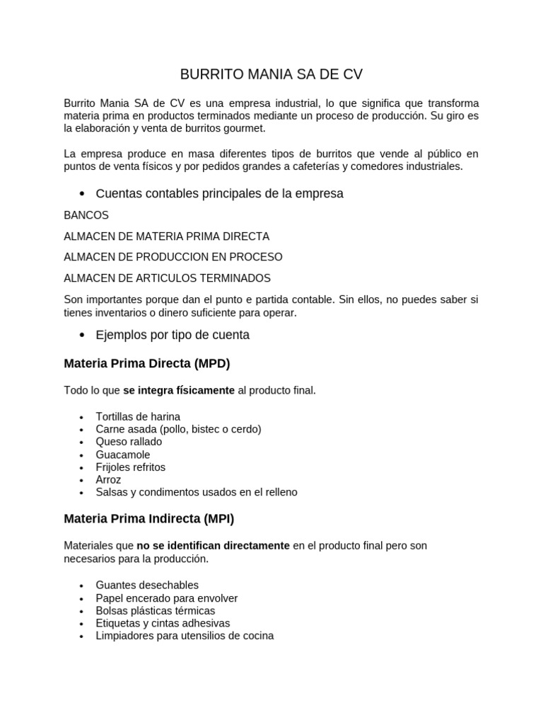 Burrito Mania Sa de CV | PDF | Burrito | Cocina