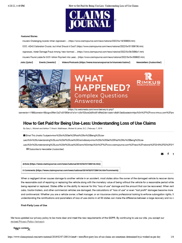 Loss of Use Claims Explained | PDF | Insurance | Vehicle Insurance