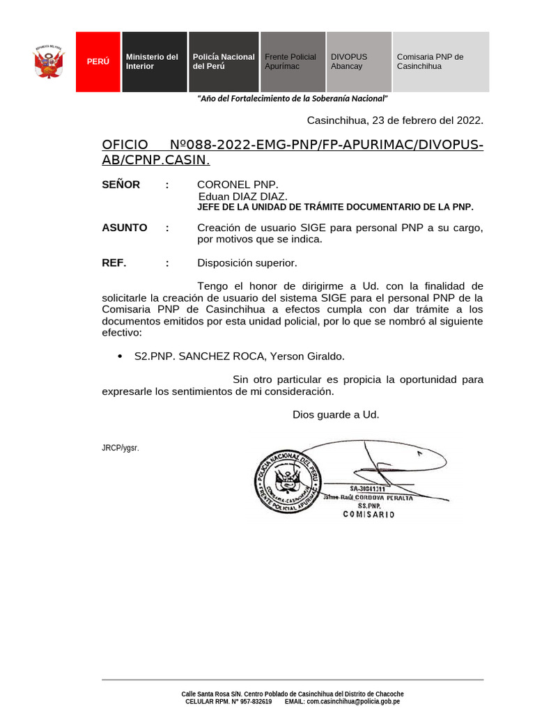 Oficio SOLICITA SIGE | PDF