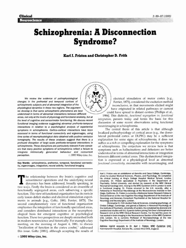 Schizophrenia A Disconnection Syndrome | PDF