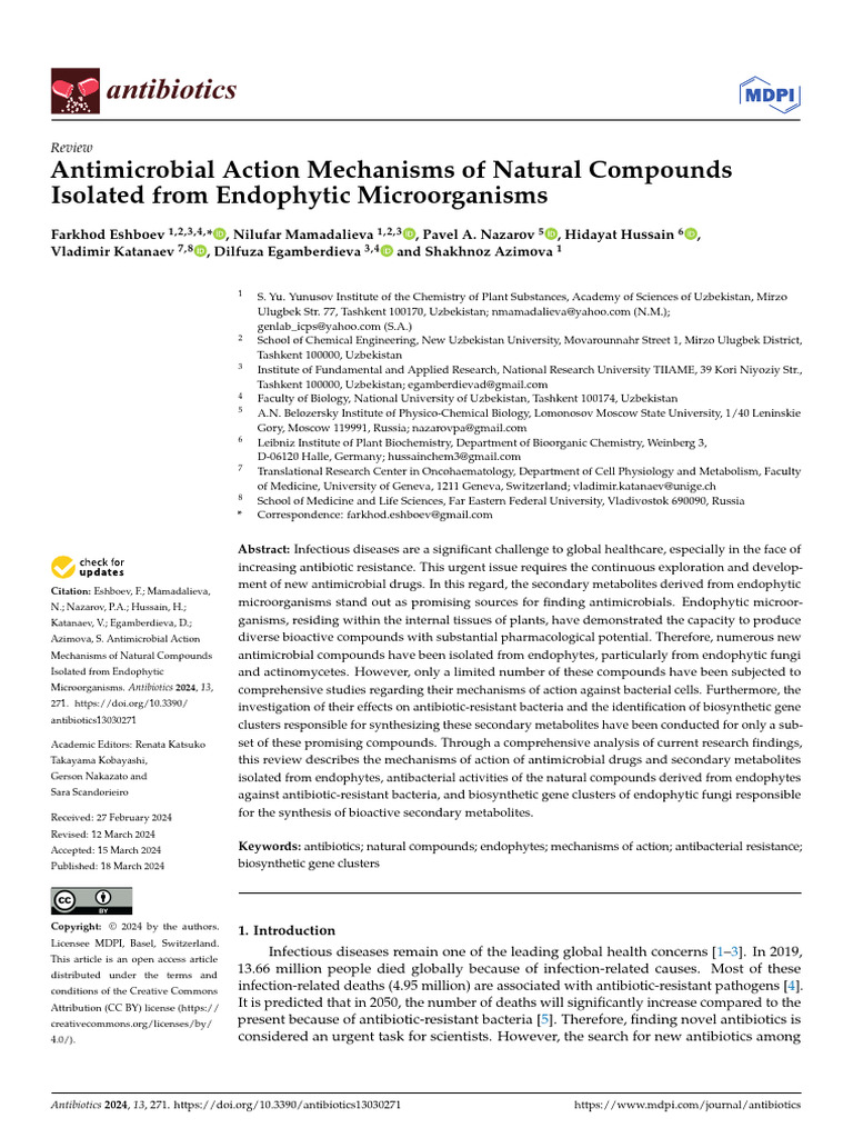 Antimicrobial Action Mechanisms of Natural Compounds Isolated From ...