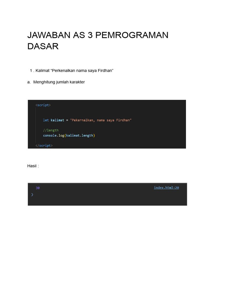 Jawaban as 3 Pemrograman Dasar | PDF
