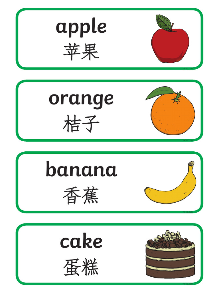 Food Vocabulary Bilingual | PDF | Lunch | Foods