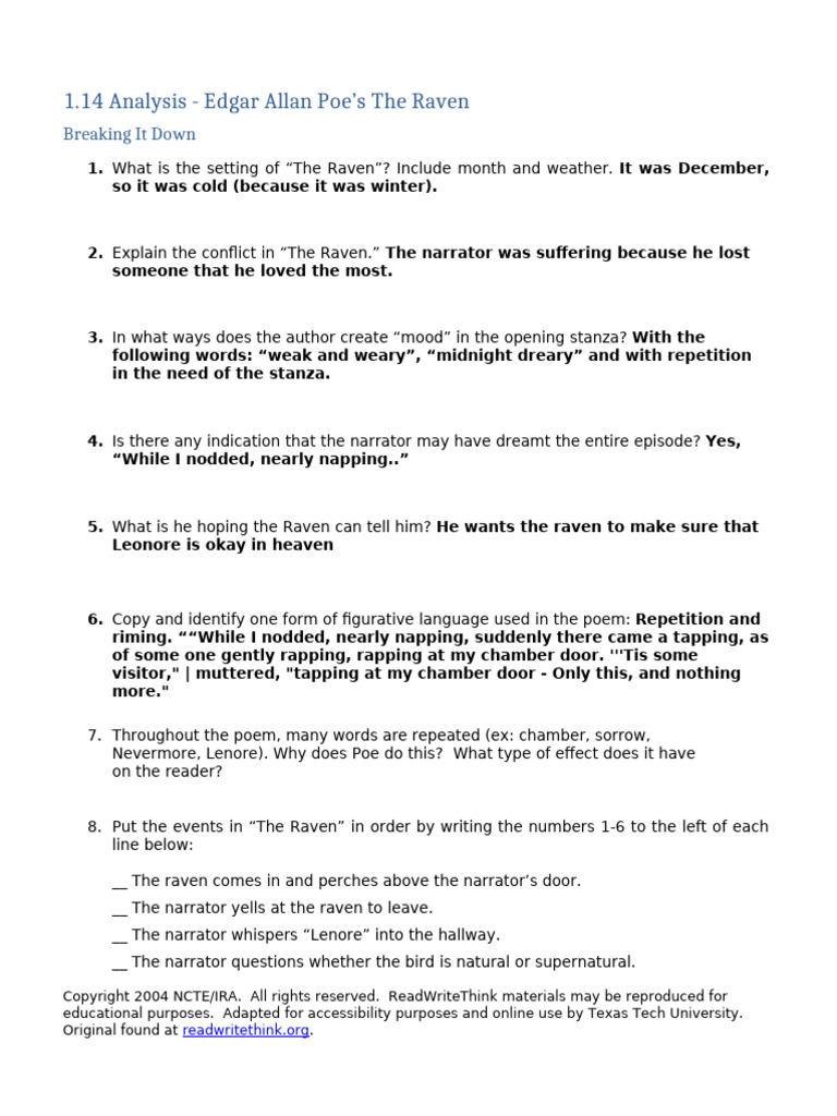 1.14 Edgar Allen Poe's "The Raven" | PDF | The Raven | Poems