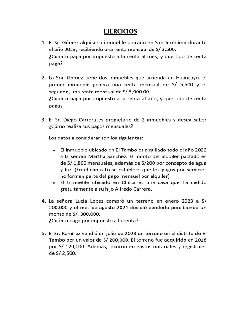 EJERCICIOS Adicionales | PDF