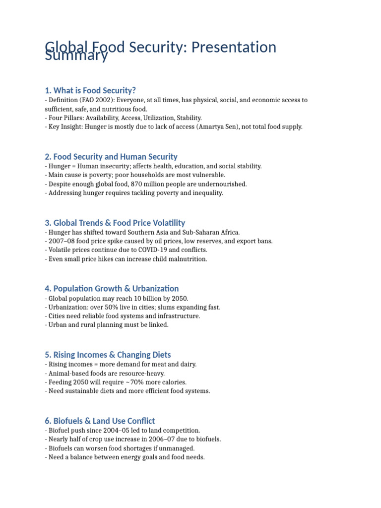 Food Security | PDF