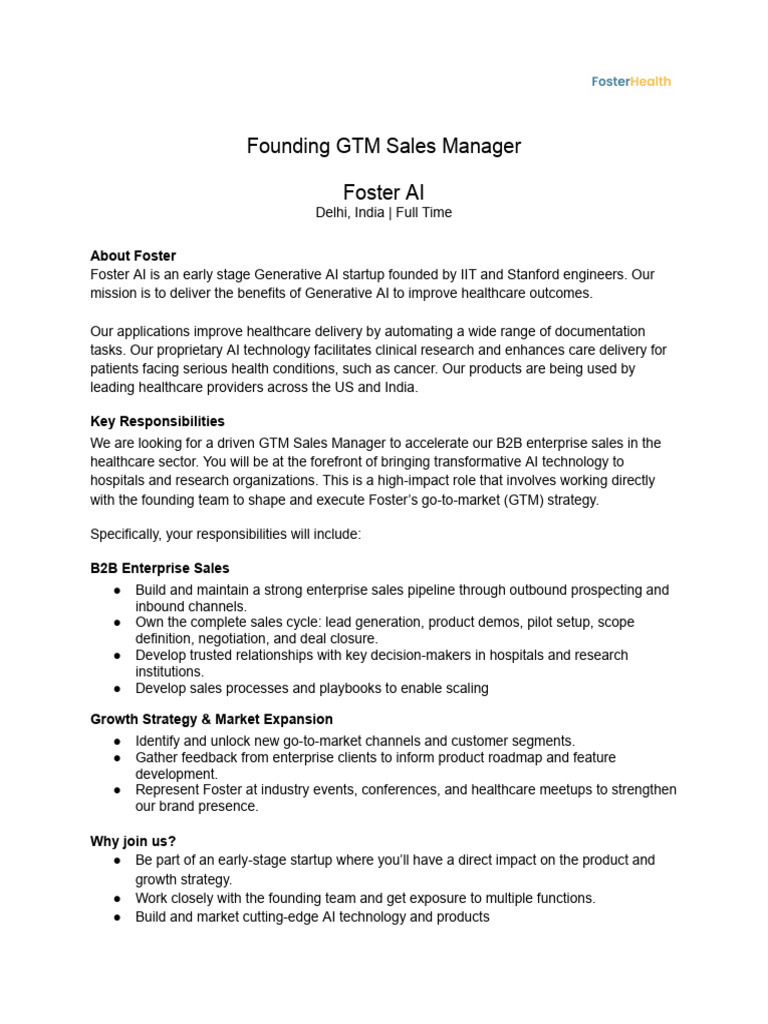 Founding GTM Sales Manager | PDF | Sales | Artificial Intelligence