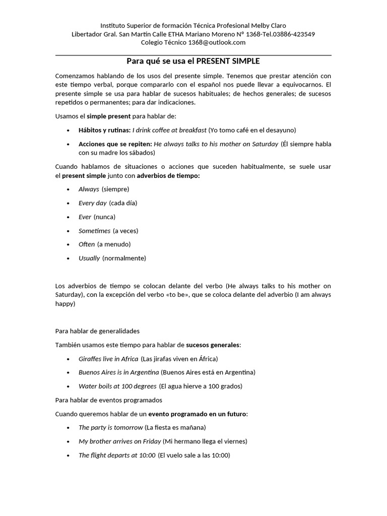 Presente Simple | PDF | Verbo | Lingüística