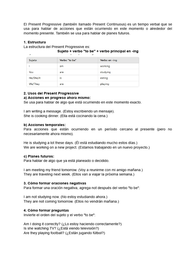 Tarea Presente Progresivo Jhayro Martha | PDF