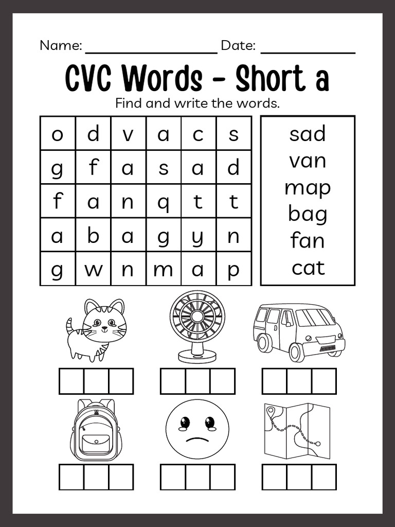 CVC Short Vowel A Worksheet For Kindergarten Reading | PDF