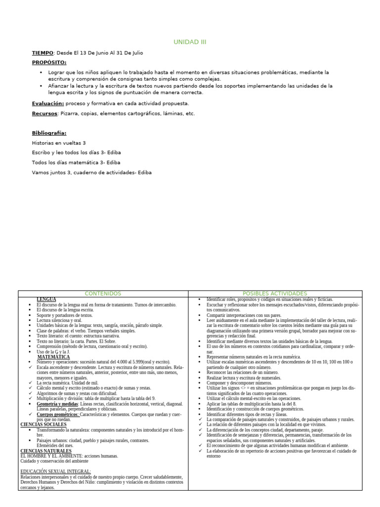 Actividades de Lengua y Matemáticas 3° Grado | PDF | Multiplicación ...