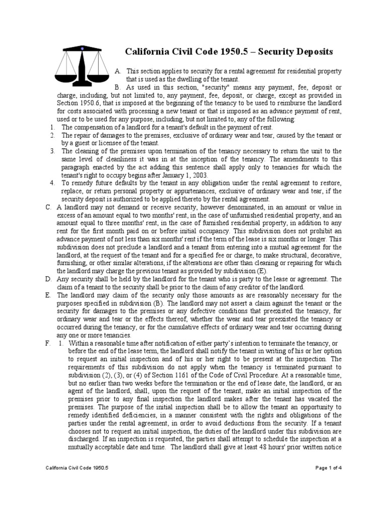 Security Deposits in California | PDF