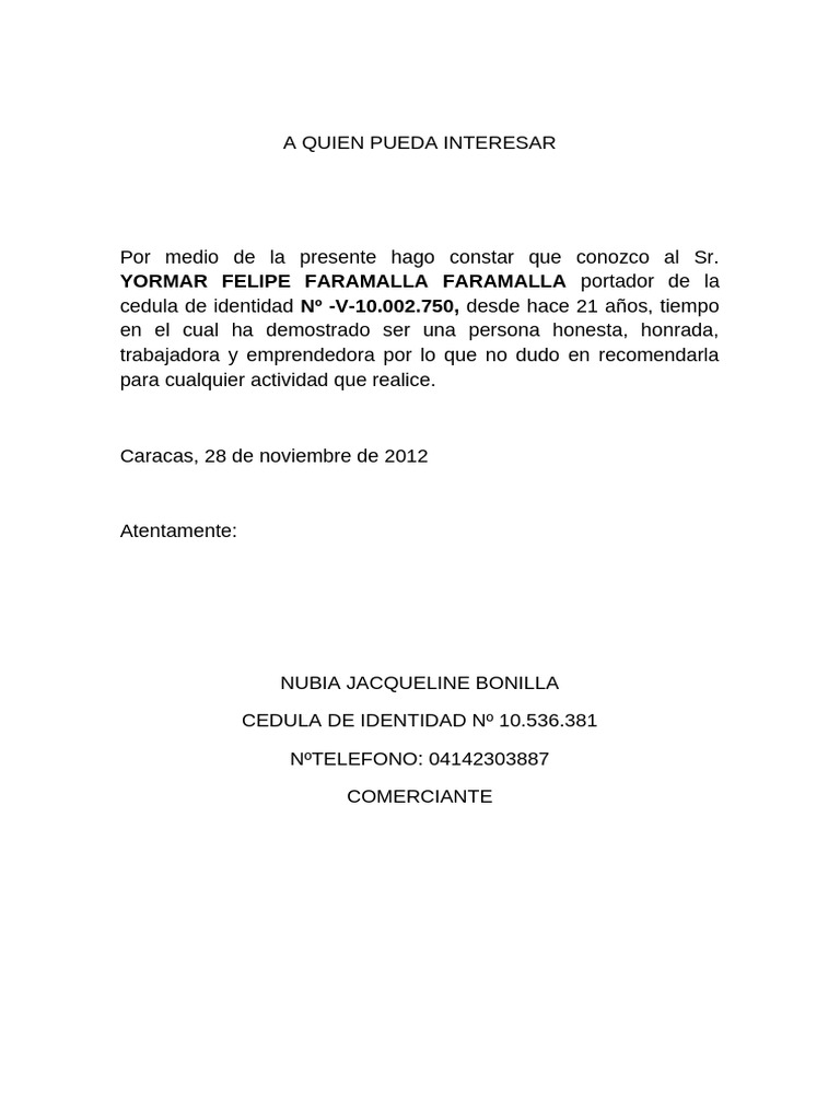 A Quien Pueda Interesar | PDF