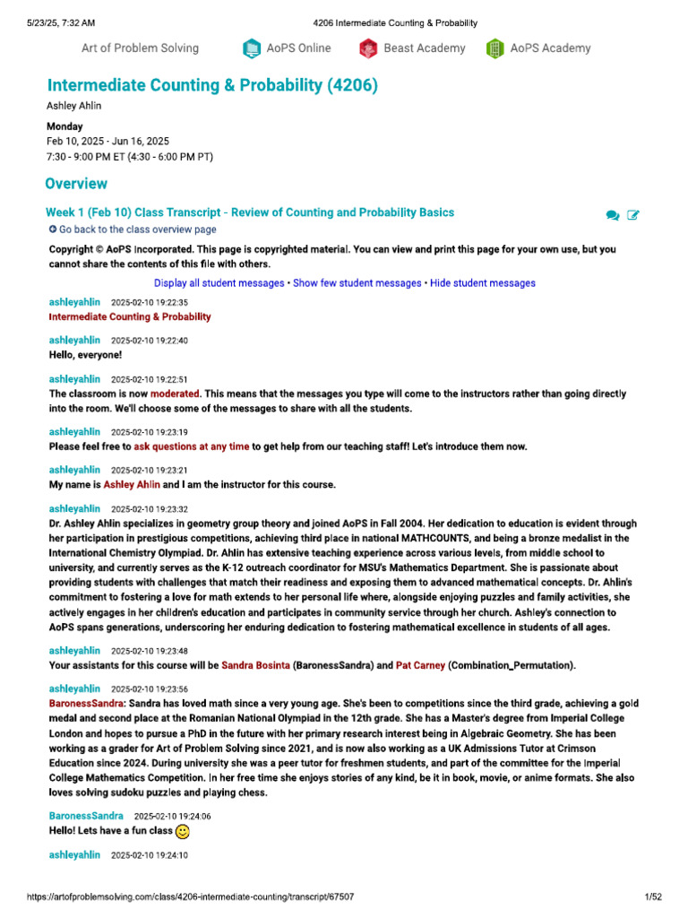 Week 1 Review of Counting Basics | PDF