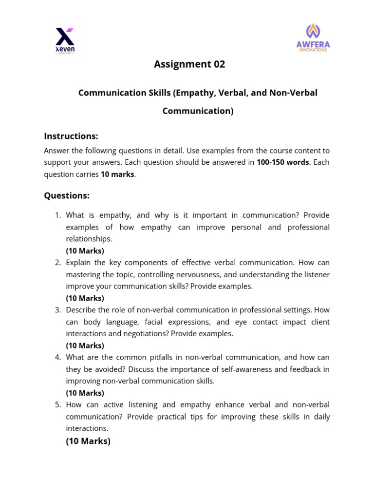 Communication Skills Assignments 02 (1) | PDF