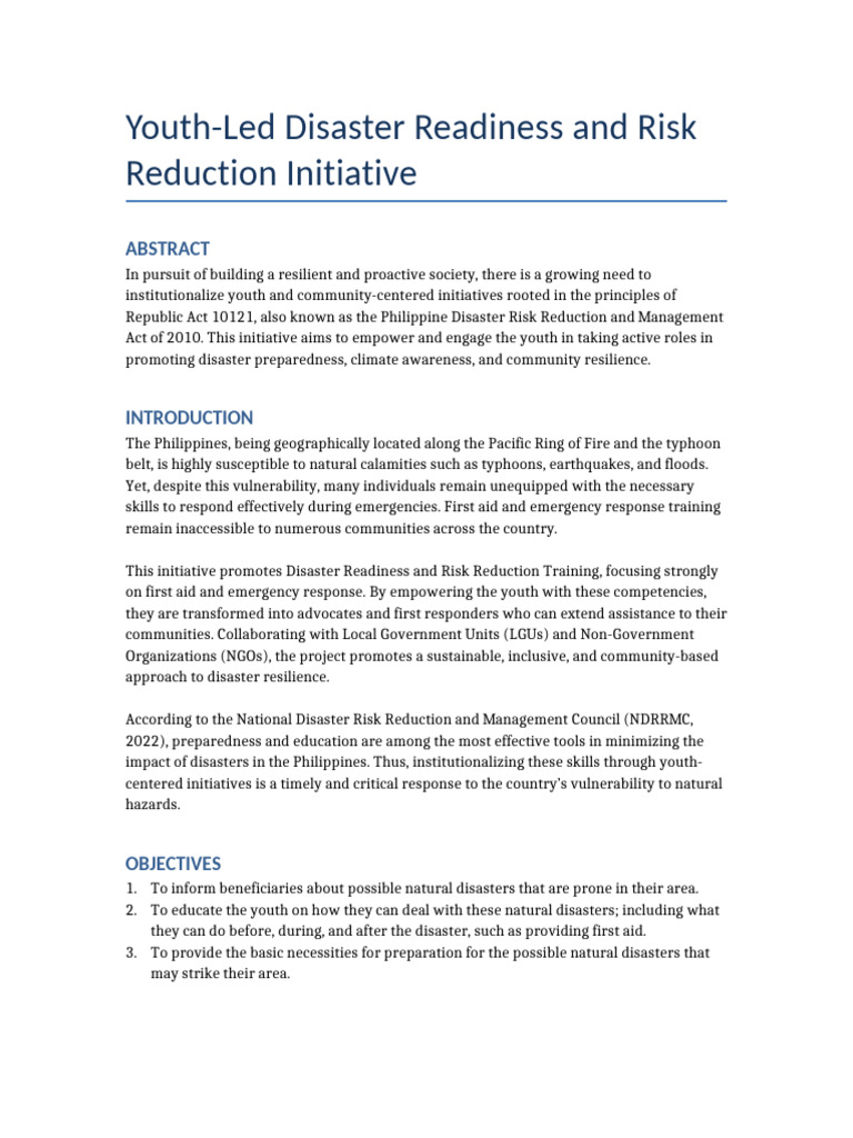 Youth Disaster Preparedness Initiative | PDF | Emergency Management ...