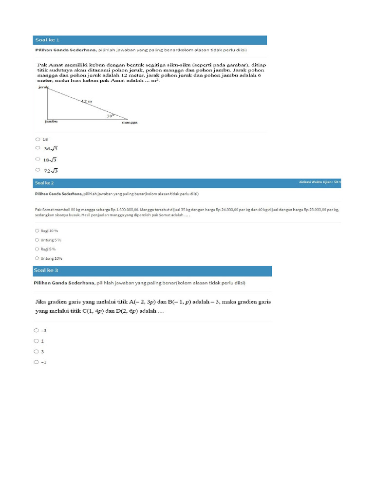 Tes Masuk ST - Louis - Matematika G1-P1 (Th.2021) | PDF