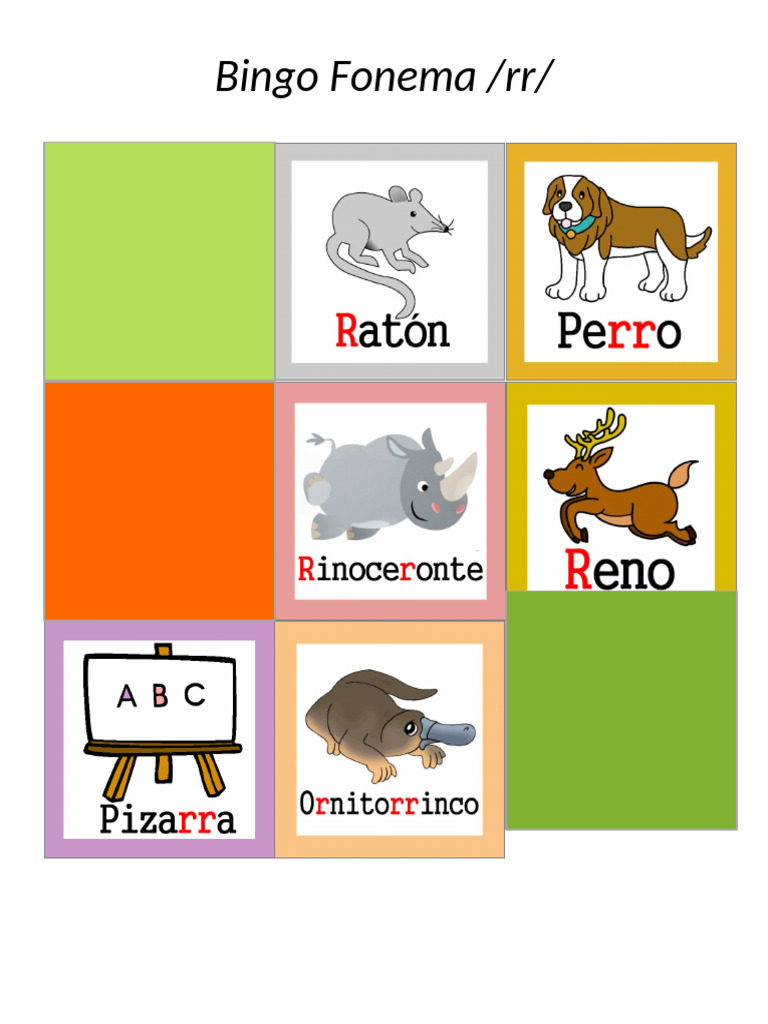 Bingo fonema rr | PDF