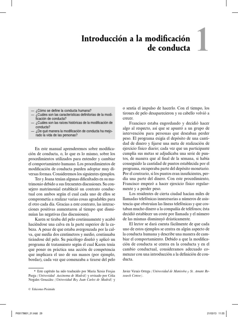 Introducción a la modificación de conducta | PDF | Comportamiento ...