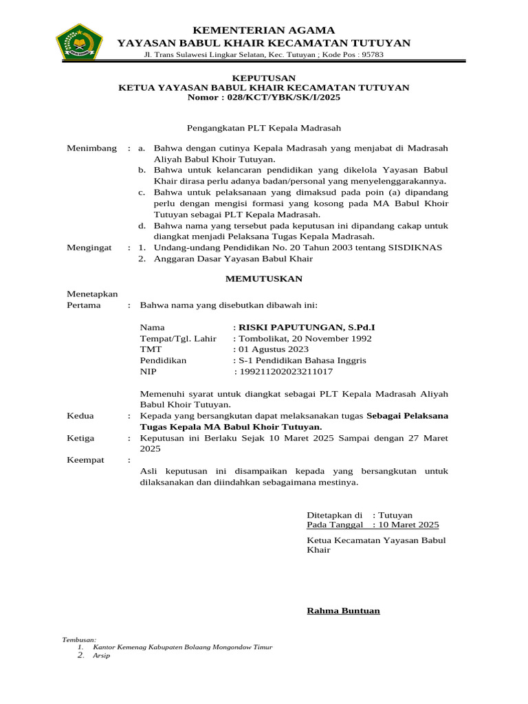 637078218-2023-SK-PLT-Kepala-Sekolah | PDF