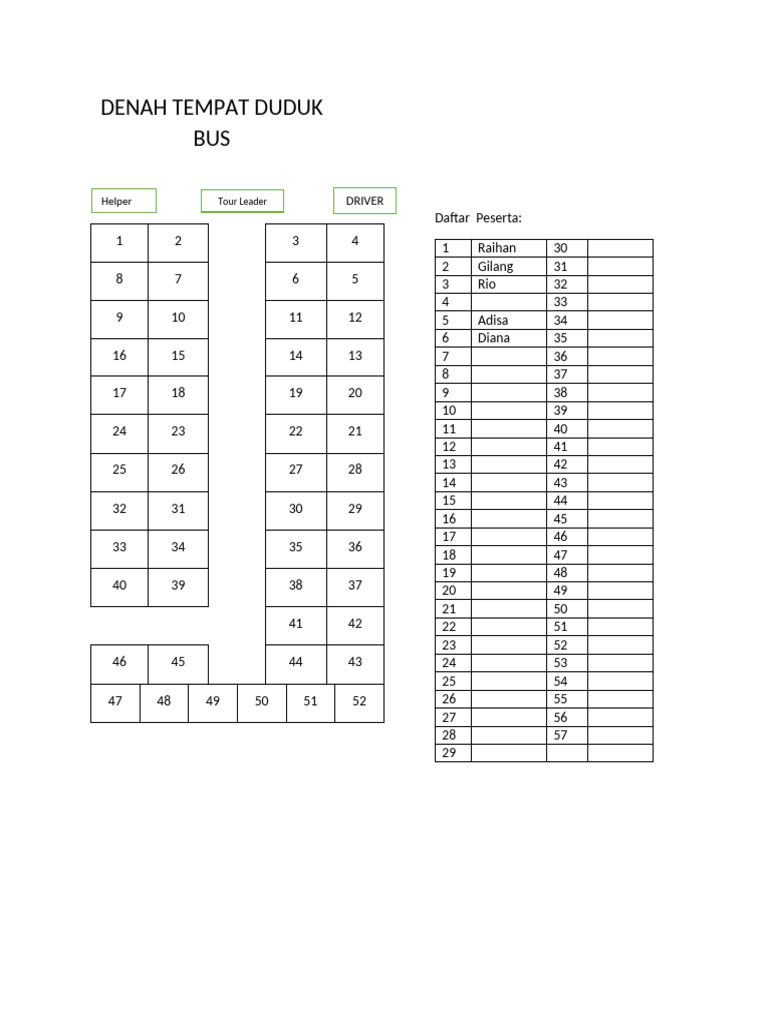 Denah Tempat Duduk Bus | PDF