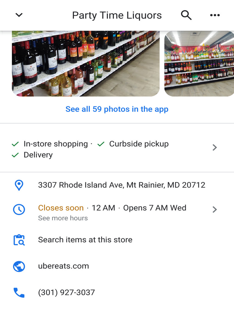 Party Time Liquors, MT Rainier - Explore in Google Maps | PDF