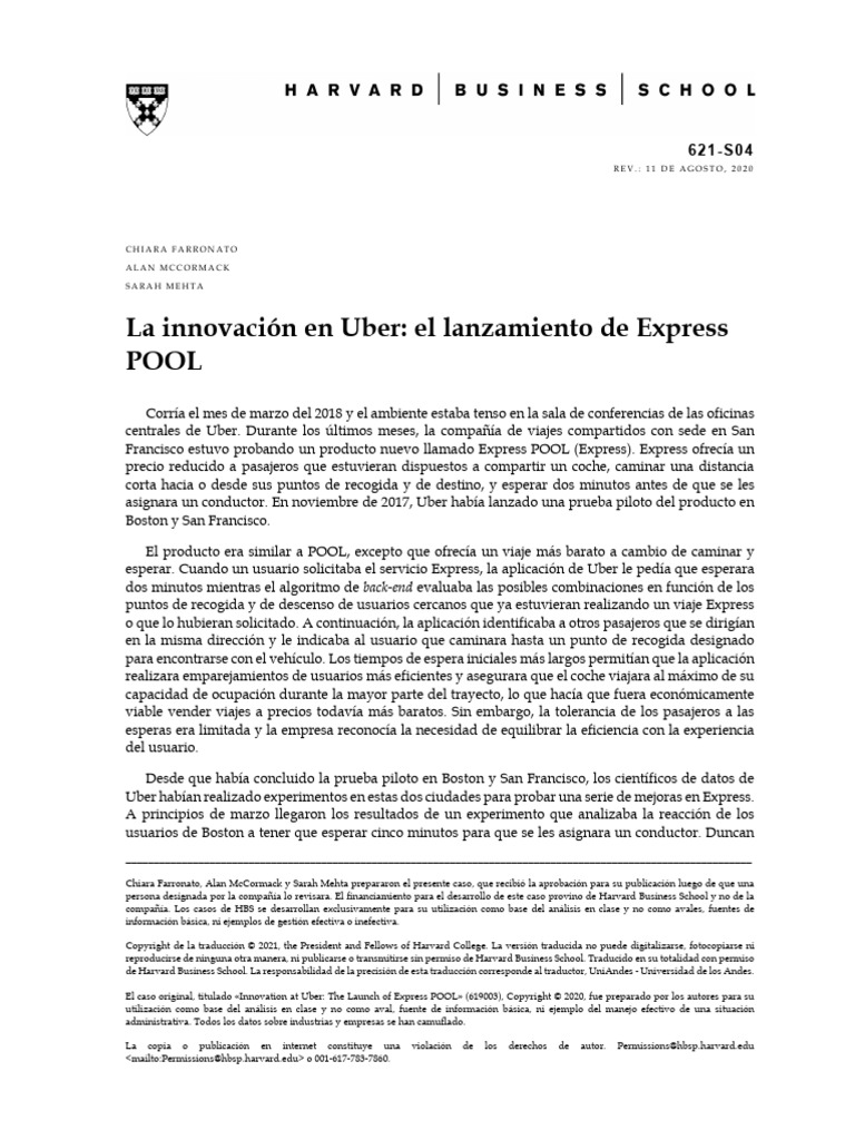 Caso Uber | PDF | Experimentar | Business