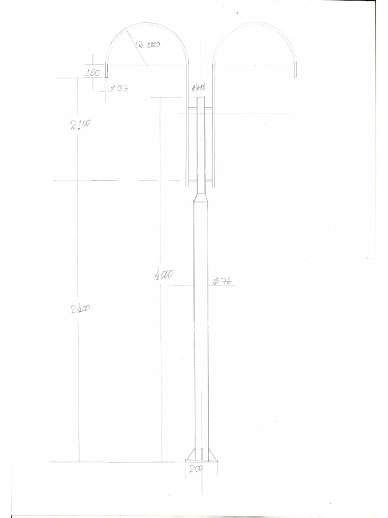 Desenho Poste Decorativo Com Dois Braços Suspensos 4,5mts Altura Com ...