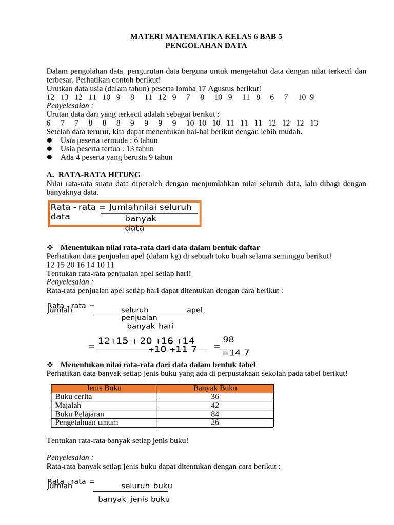 Materi Matematika Kelas 6 Bab 5 Pengolahan Data | PDF
