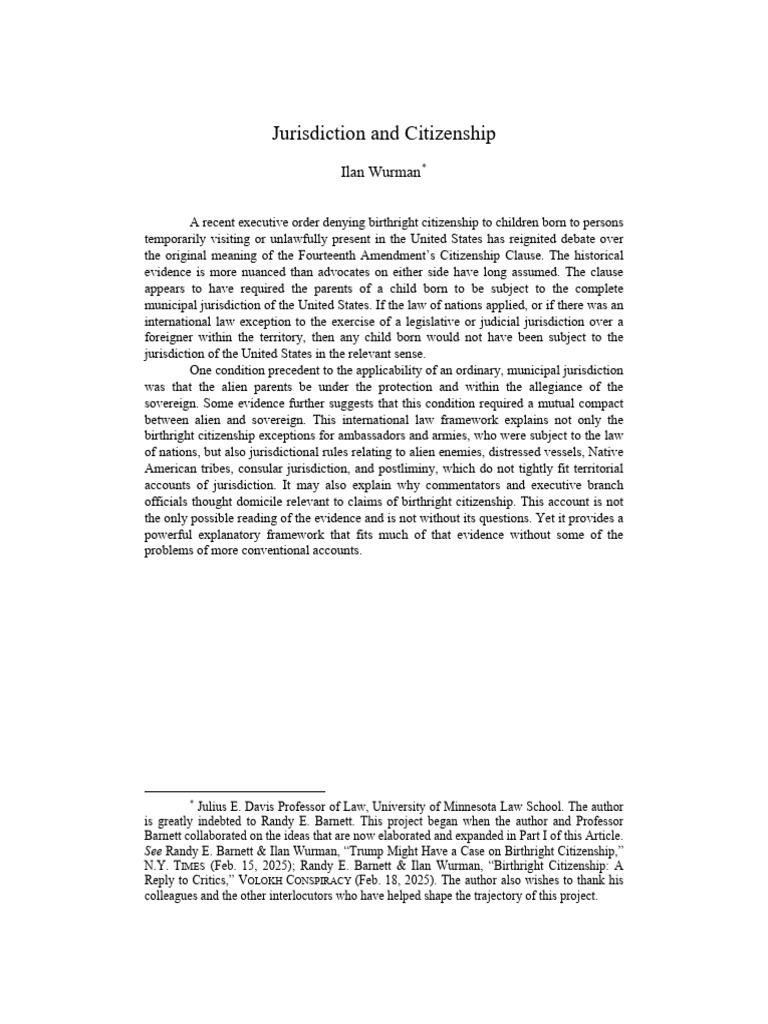 Birthright Citizenship Paper | PDF | Allegiance | Citizenship