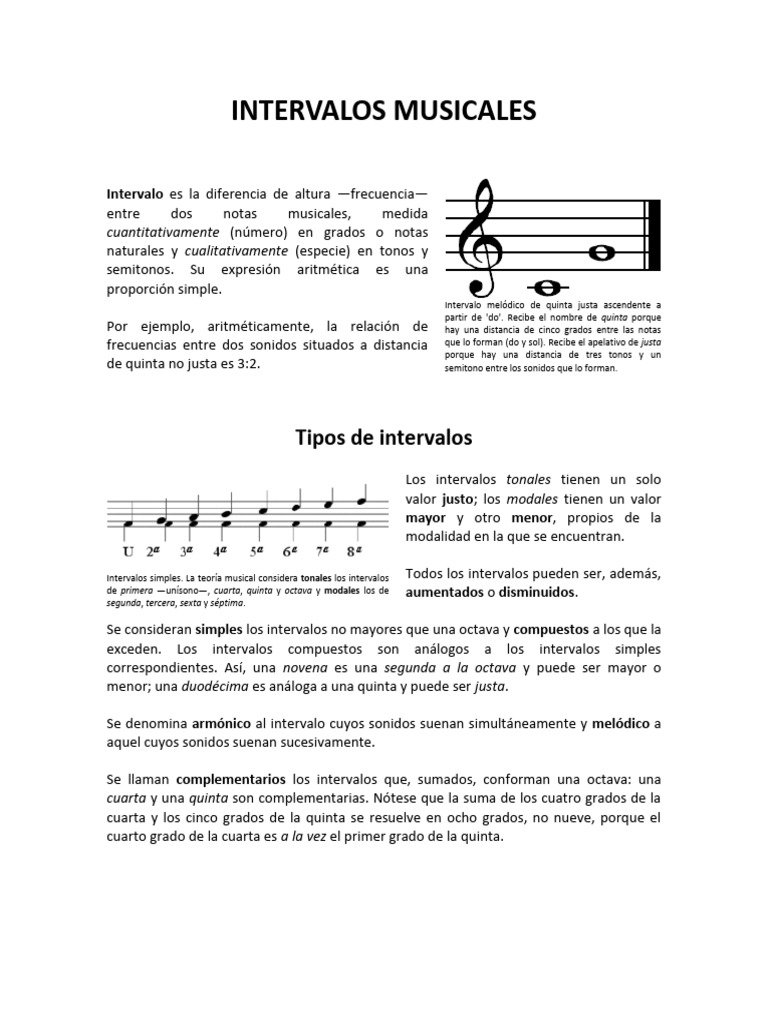 Clasificación de intervalos musicales | PDF | Intervalo (música ...