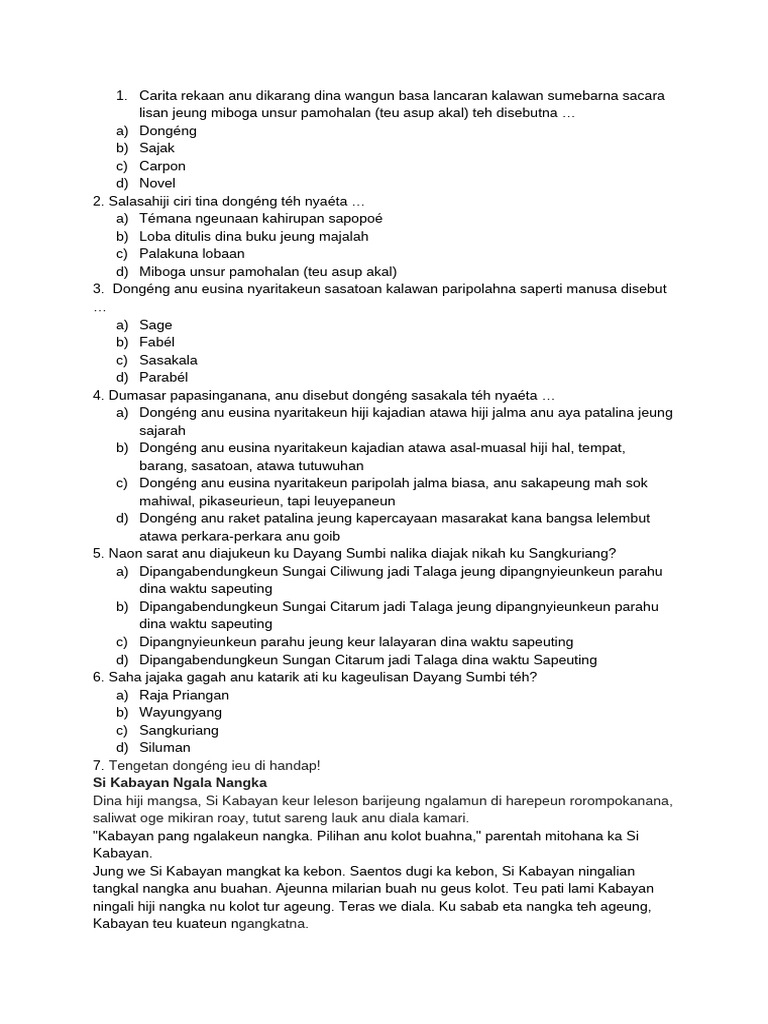 PSTS Bahasa Sunda Kelas 7 Semester 2 2024-2025 | PDF